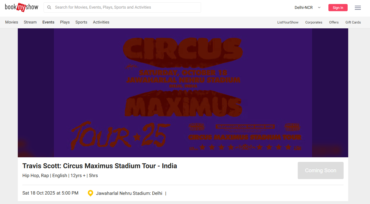 Travis Scott Concert India 2025: Tickets & Mumbai Tour (LIVE)